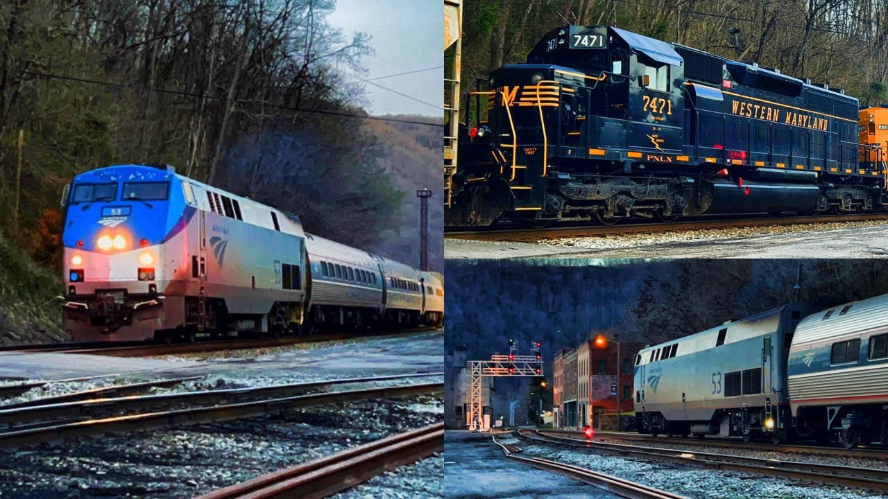 Western Maryland 7471 Rolls Through Thurmond, Amtrak Cardinal Stops at ...