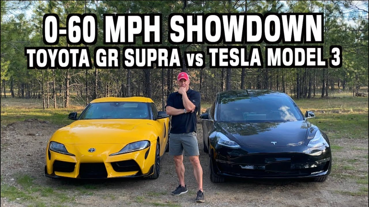 0-60 mph Race: Toyota GR Supra vs Tesla Model 3 on Everyman Driver ...