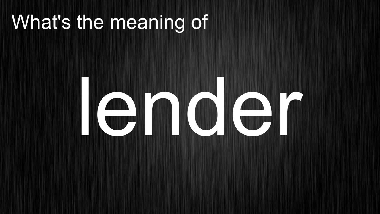 lender? Learn How to Use This English Word Correctly! - YouTube