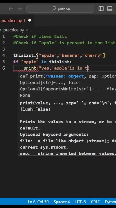 Check If Items Exists Python Pythonprogramming Coding Code Pythoncoding Youtube
