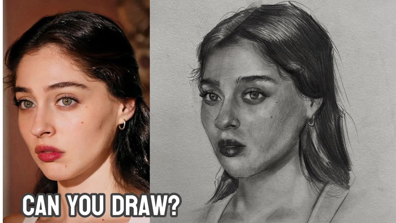 Portrait drawing tutorial with Loomis method : girl face drawing tutorial - YouTube
