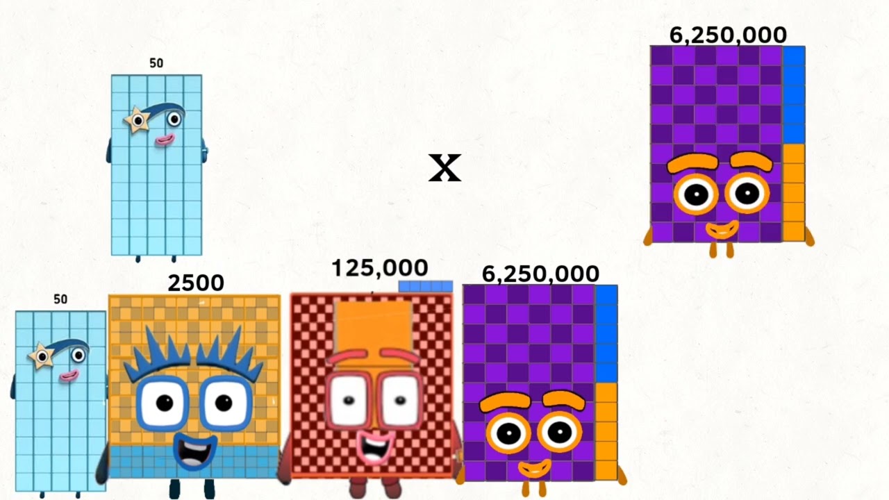 numberblocks 50 times with repeated multiples yield number up to ...