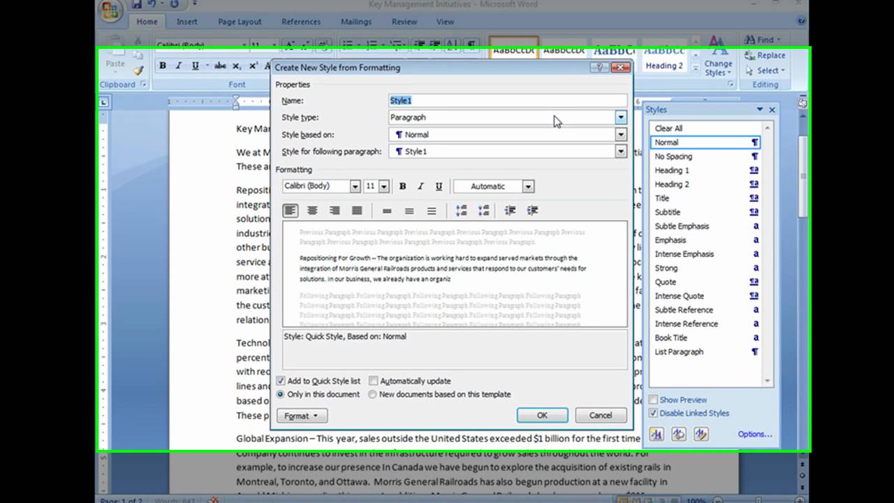 Create Custom Quick Styles - YouTube
