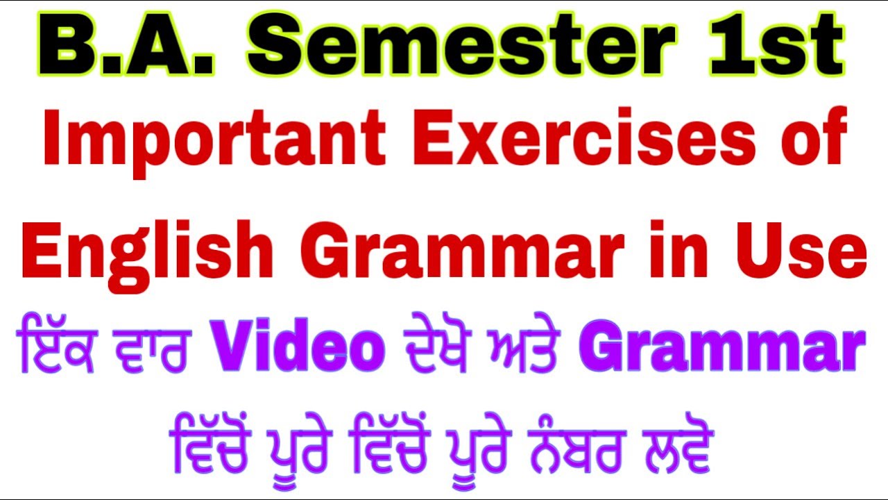 B.A. Semester 1st Important Grammar Exercises by English Family 87 ...
