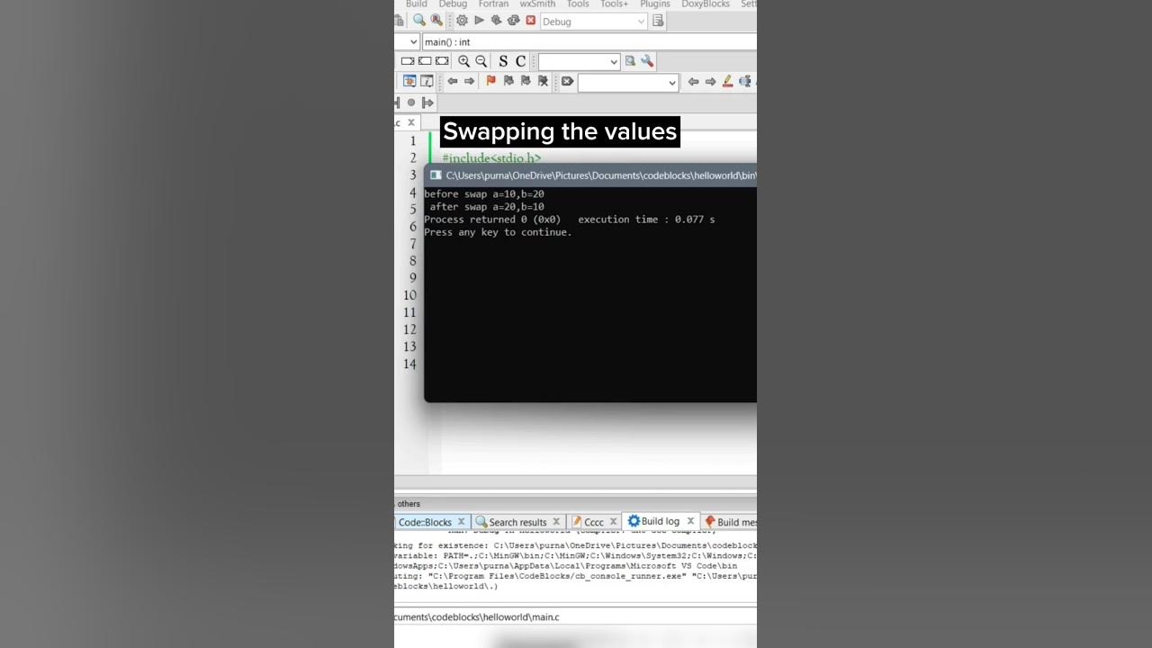 DAY 29 swapping the values in c - YouTube