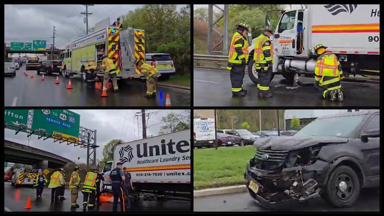 Wayne NJ Fire Dept responding and operating on Route 23 with 2 separate ...