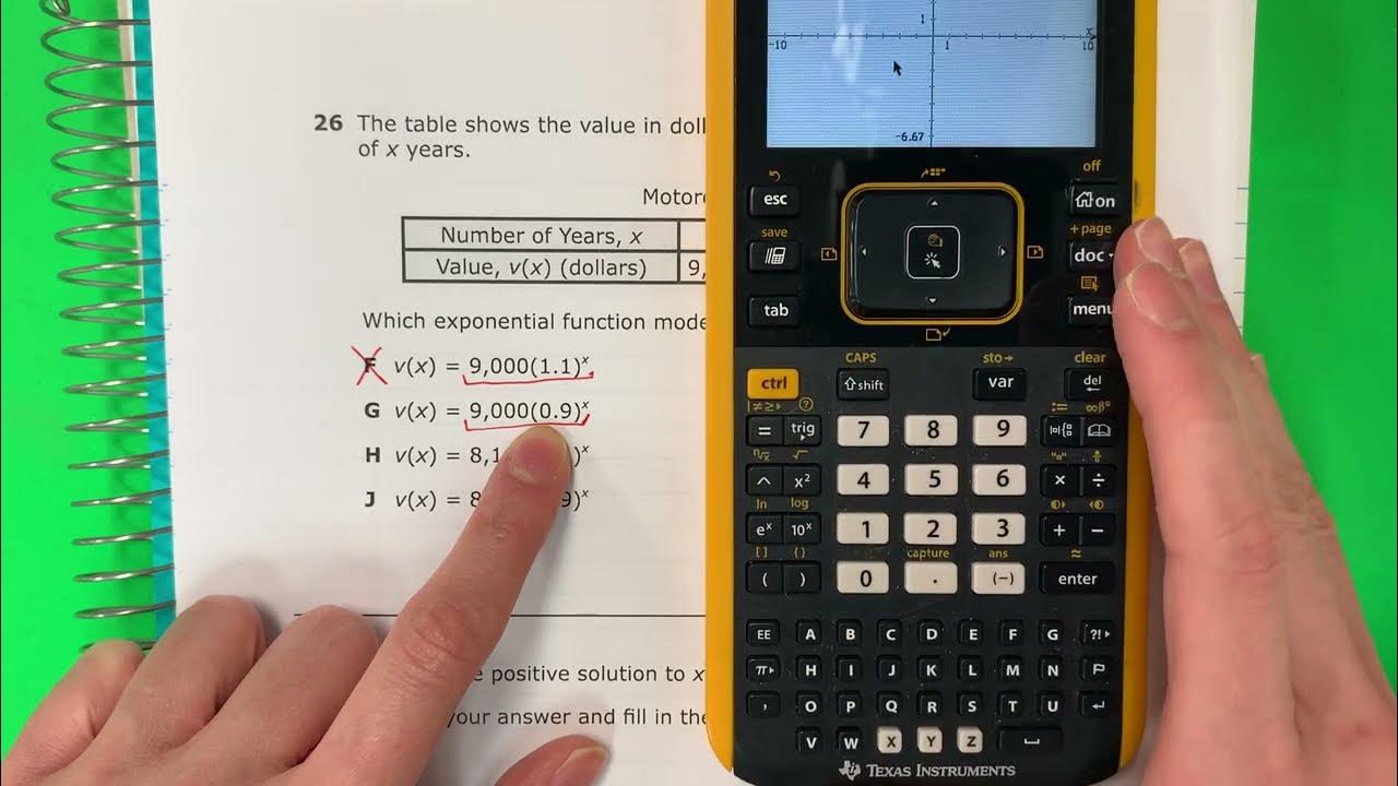 Algebra I STAAR 2022: Question 26: Matching an Exponential Function to a Table Using TI-Nspire ...