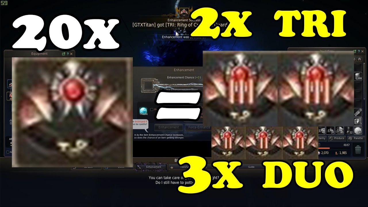 BDO | 20X Ring of Crescent Guardian Enhancing into 2X TRI Ring of Crescent Guardian - YouTube