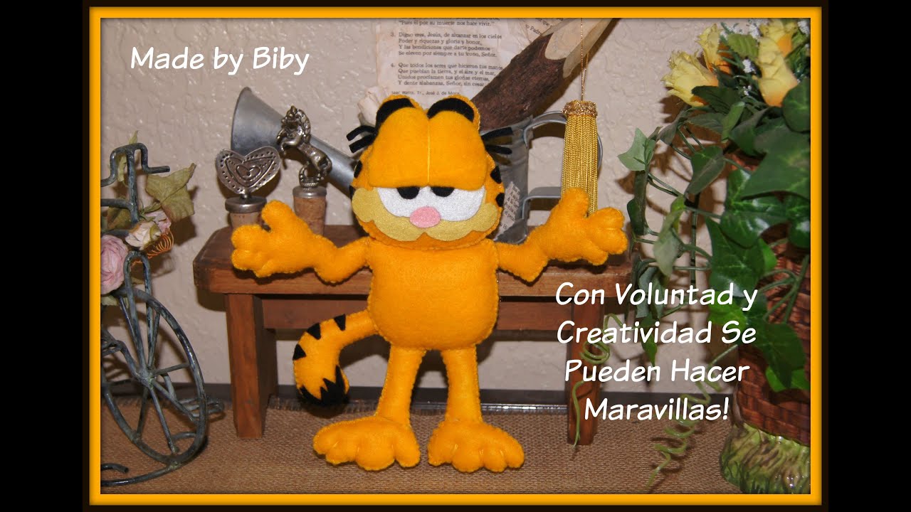GARFIELD EN FIELTRO TUTORIAL - YouTube