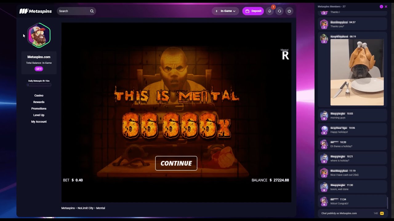 Metaspins.com: Mega 666666 win on Mental from Nolimit - YouTube