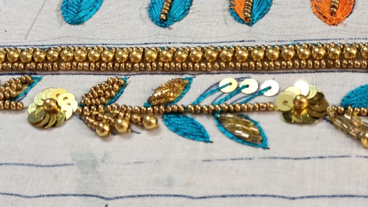 Aari work simple design// aari work simple blouse design for beginners ...