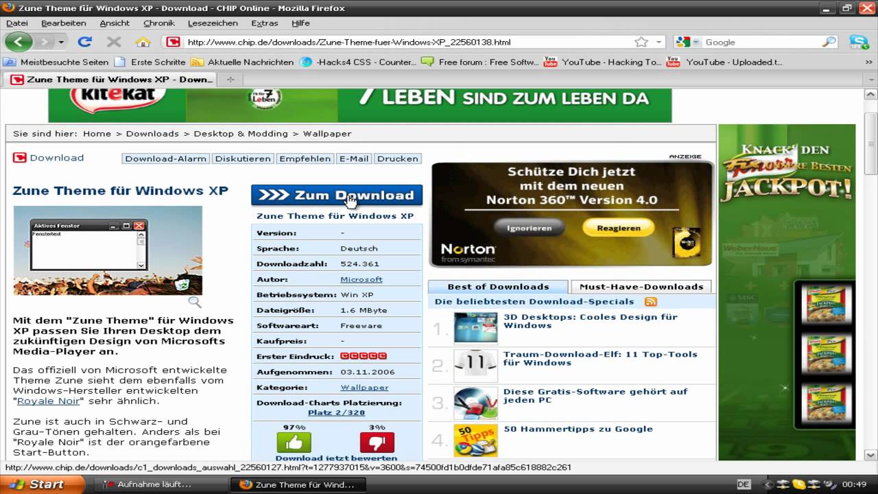 Zune Desktop Theme Windows XP - YouTube