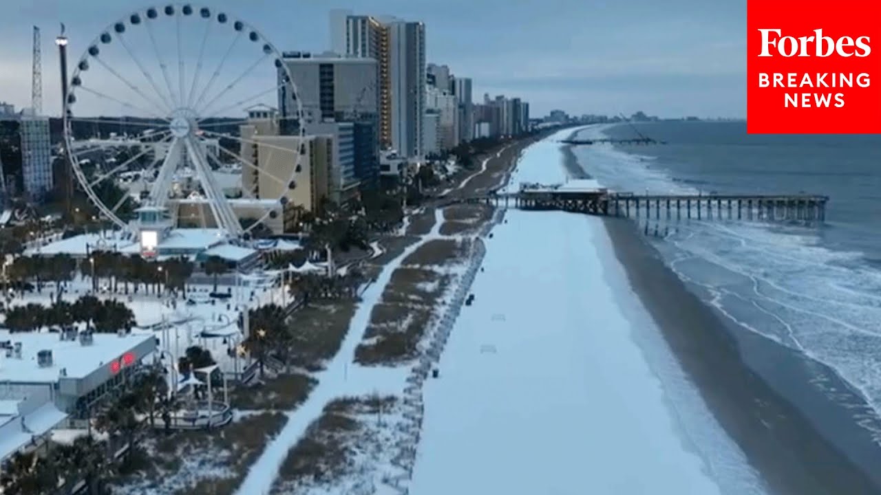 Drone Footage Captures Snow Blanketing Myrtle Beach, South Carolina ...