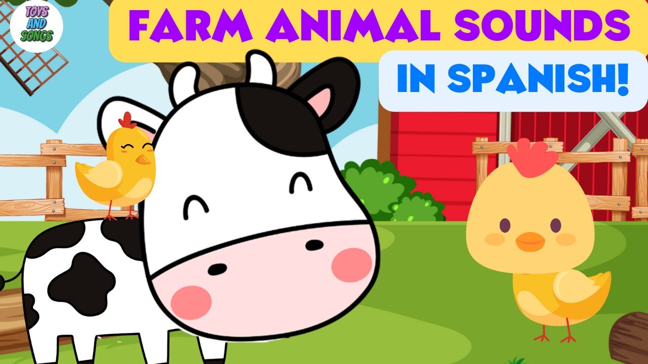 ANIMAL SOUNDS en ESPAÑOL! 🐮 FARM ANIMALS-The Wheels on the Bus Tune 🌟 ...