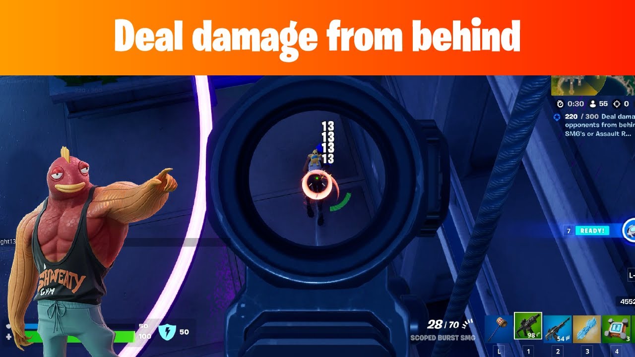 Fortnite วิธีทำ Deal damage to opponents from behind with SMG’s or ...