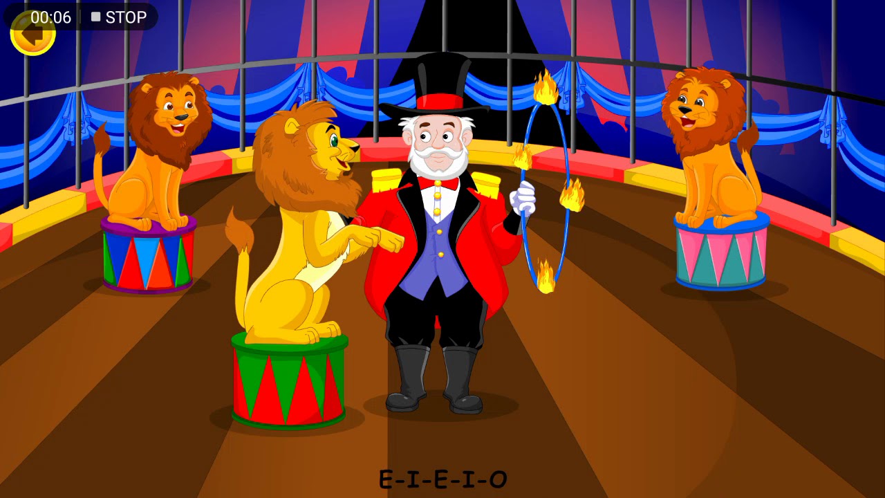 Nursery rhymes kids learning song Old MacDonald had a circus E I E I O ...