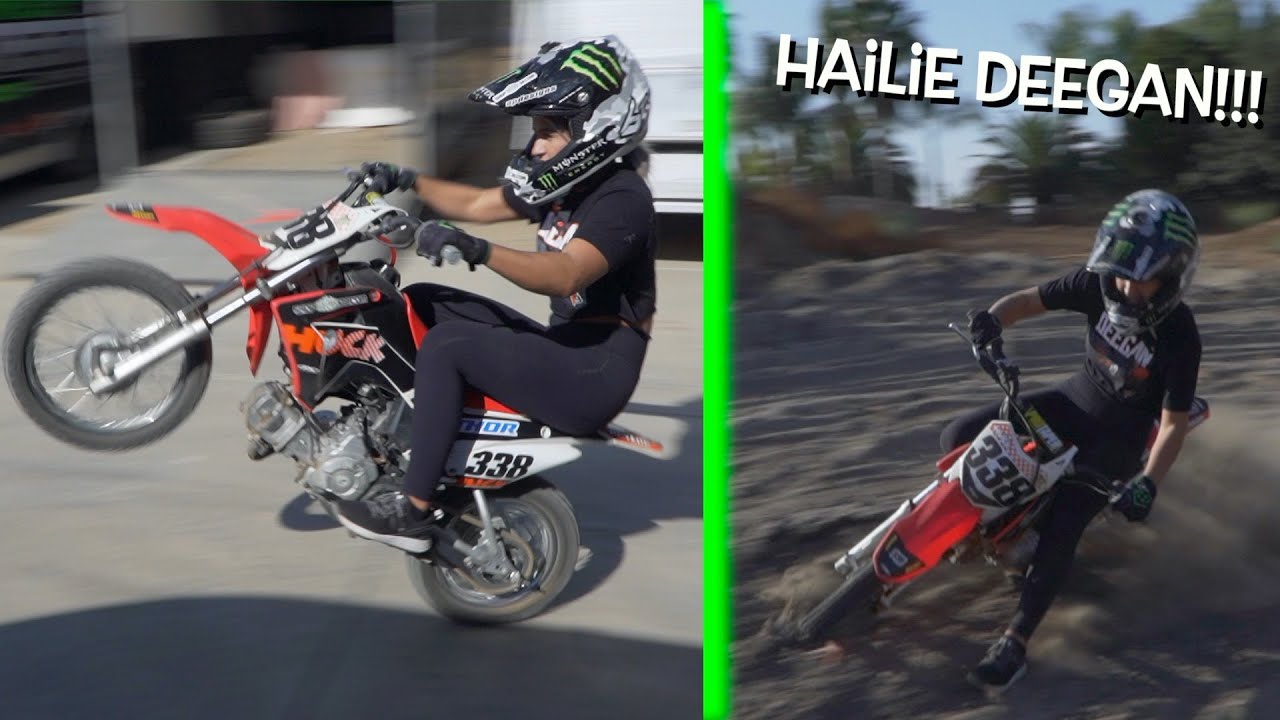 HAILIE DEEGAN LEARNS TO RIDE DIRT BIKES!!! - YouTube