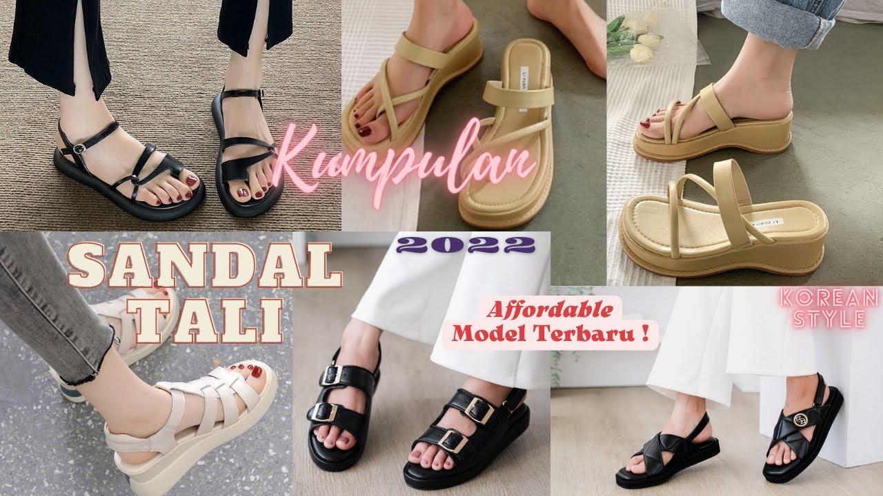 SHOPEE HAUL SANDAL TALI AESTHETICS TERBARU BIKIN OOTD MAKIN CAKEP - YouTube