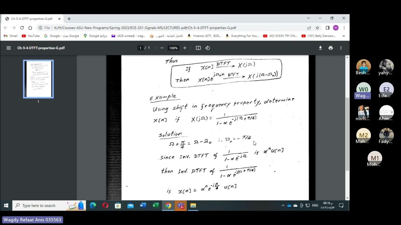 ECE251: Signals and Systems Fundamentals - Lecture 10 - Part 2 - Dr. Wagdy Anis - Spring 2023 ...