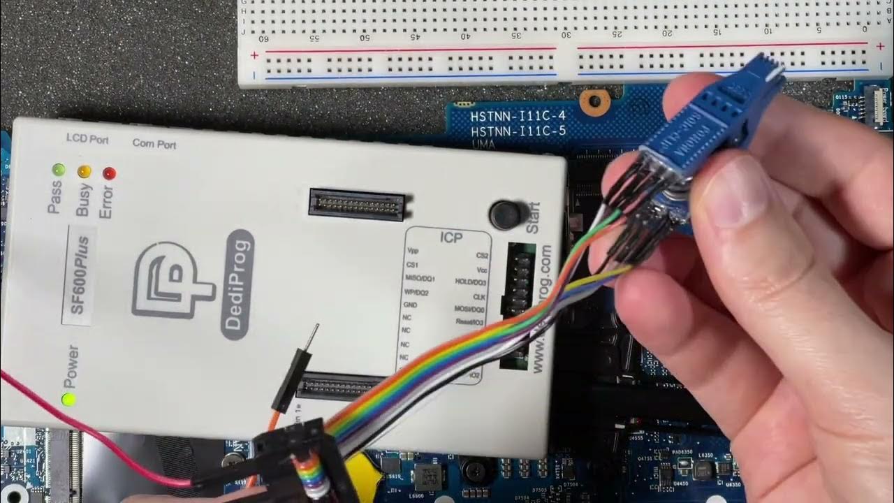 HW1101: Intel SPI Analysis: 11 Saleae Dediprog Hardware Setup 02 Splitter ChipClipToBreadboard ...