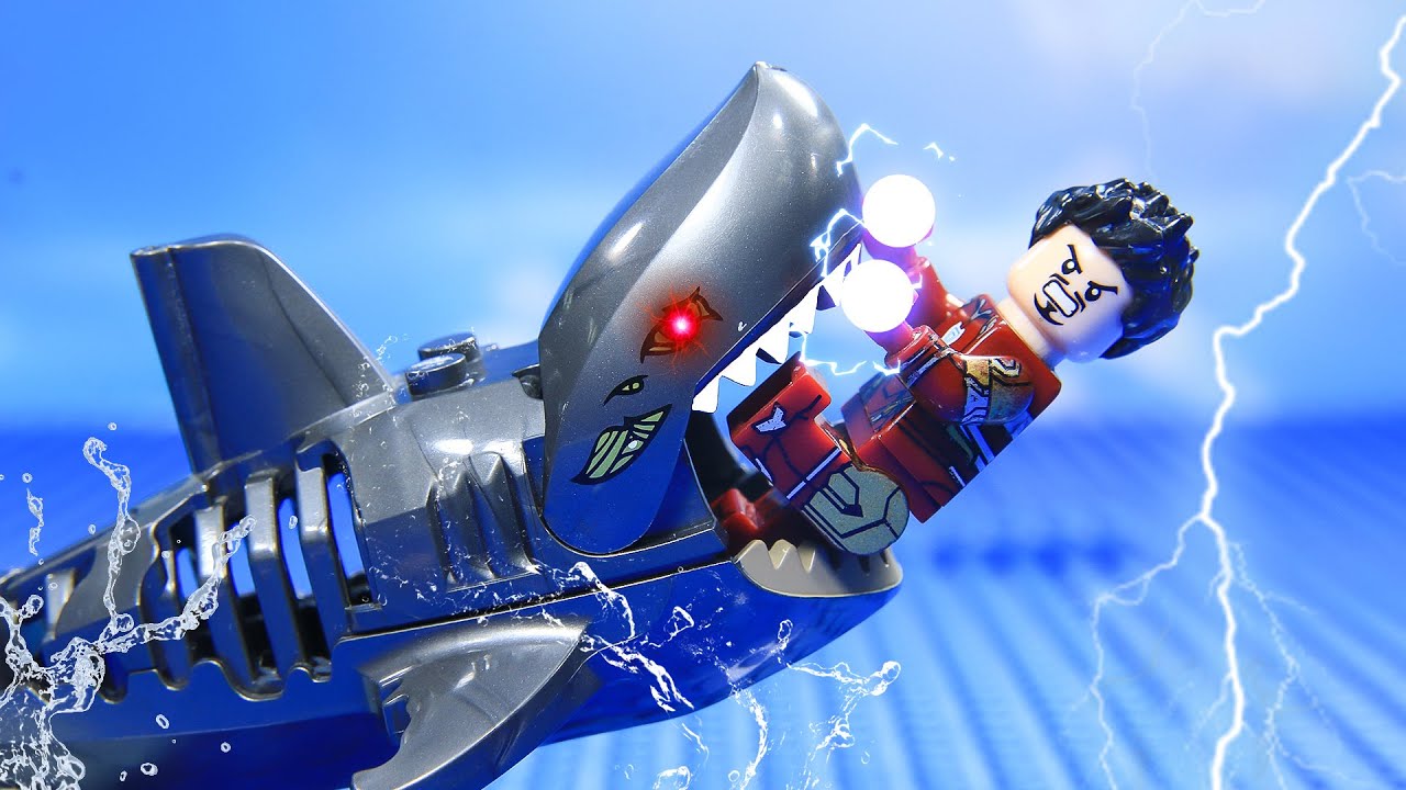 Lego Shark Attack Spiderman And Ironman - YouTube