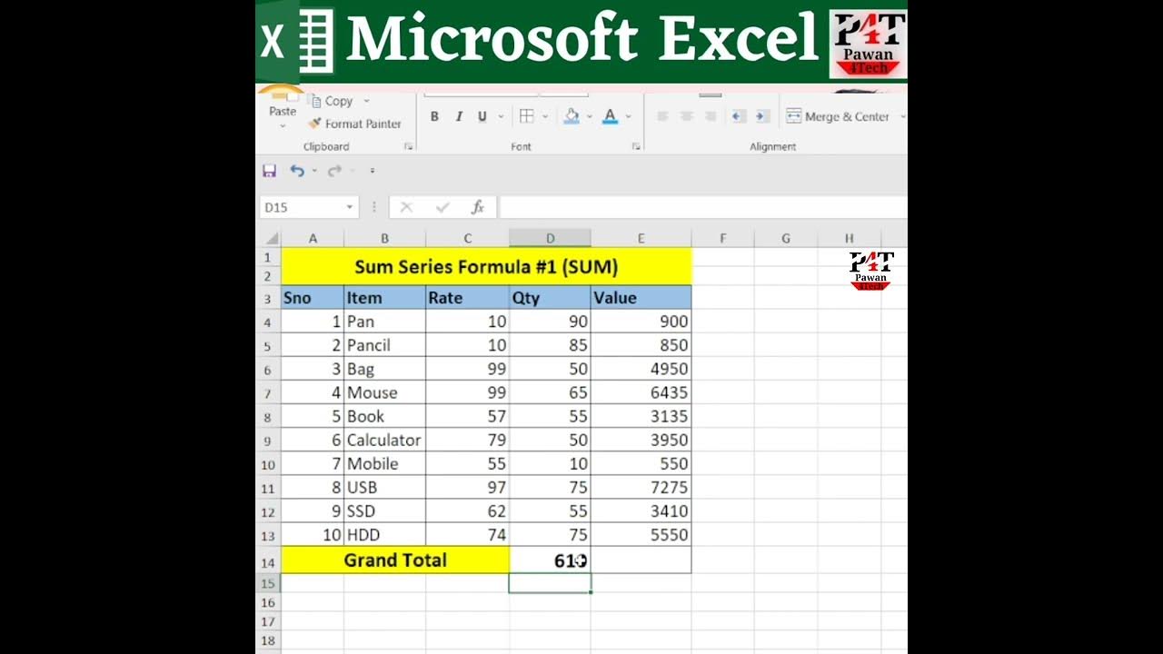 Sum Series Formulas #01 Sum Formula | Excel Interview Very Usefull ...