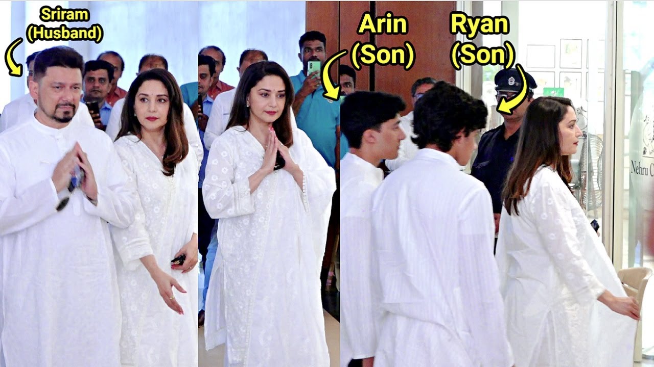 Madhuri Dixit Sad With Family - Husband Dr Nene, Son Arin And Ryan ...