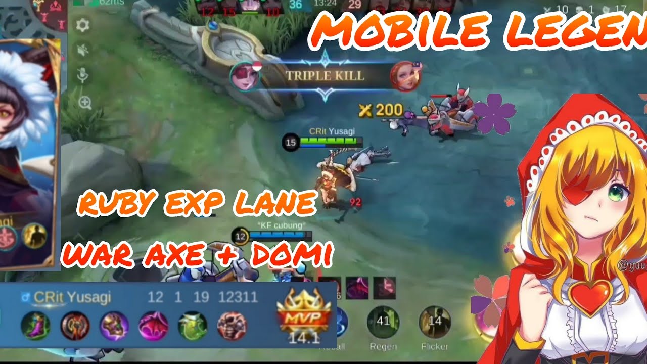 Mobile legend - ruby exp lane war axe + domi build push rank - yusagi ...