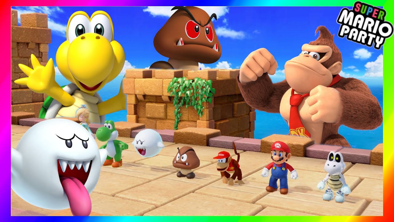 Super Mario Party Minigames #344 Boo vs Goomba vs Donkey Kong vs Koopa ...