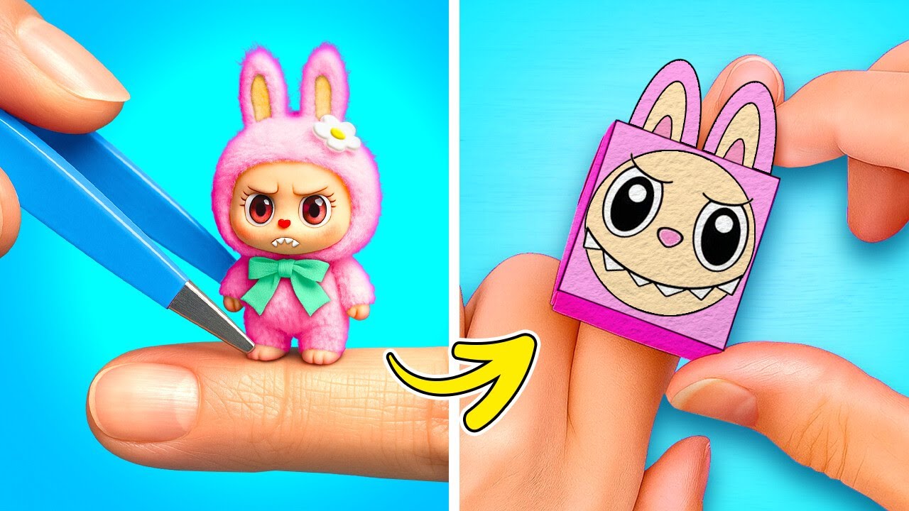 LABUBU Dream Dollhouse Upgrade! 🎀 Tiny Cardboard Room Glow-Up ...