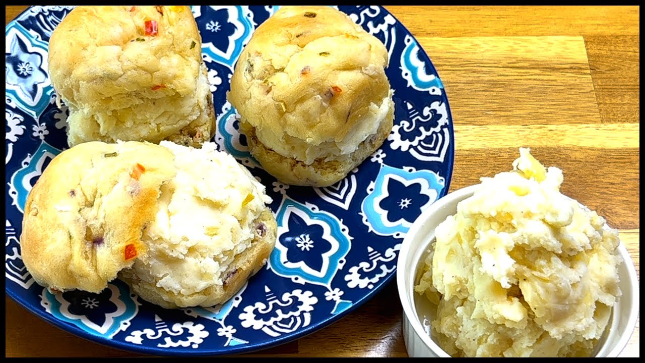 Easy Mashed Cheese Potatoes (with Rainbow Vegetable Bread)🥔 - YouTube