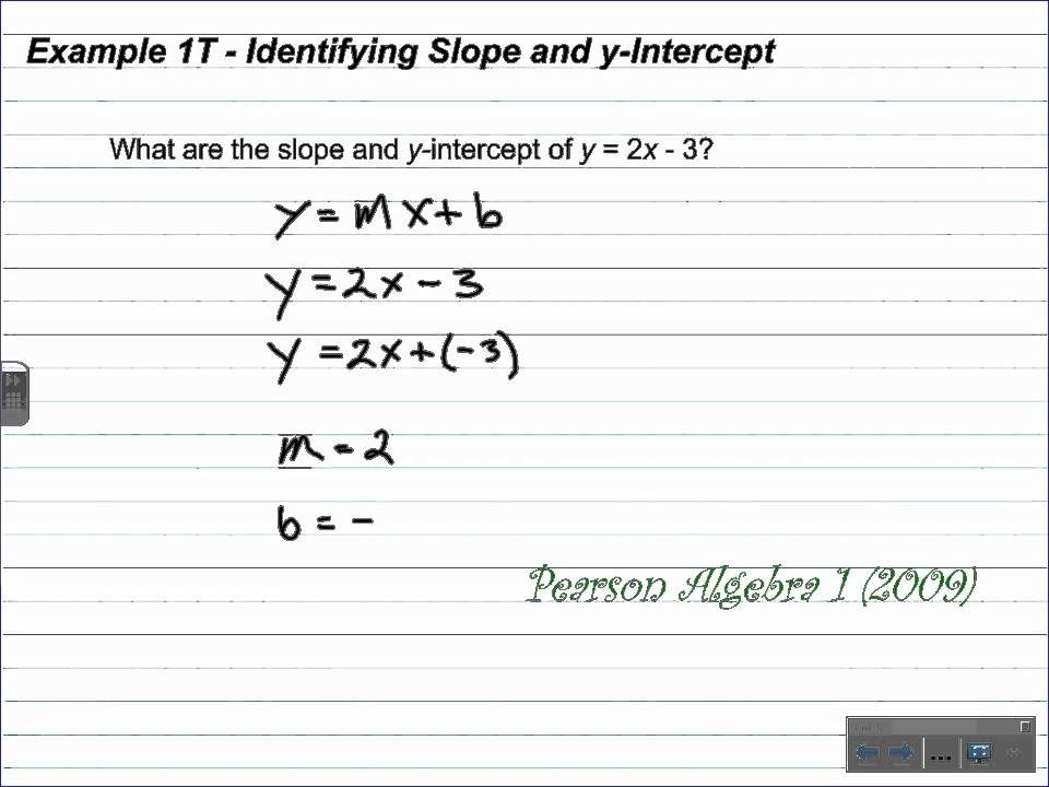 Algebra 1 Lesson 6.2 Part 1 Slope Intercept Form of Linear Equation ...