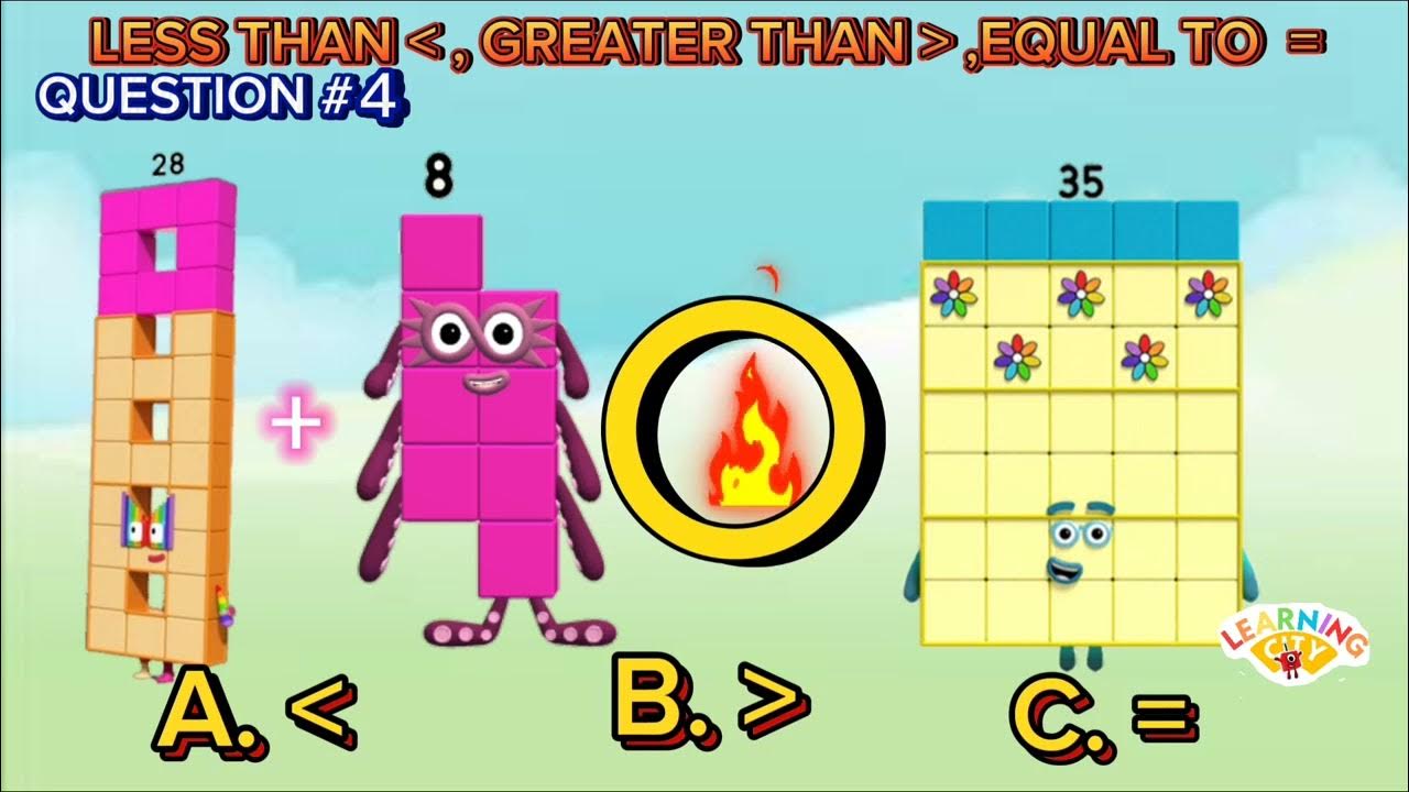 NUMBERBLOCKS FIND THE CORRECT SYMBOL | NUMBER COMPARISON | LEARN TO COUNT | learning city - YouTube