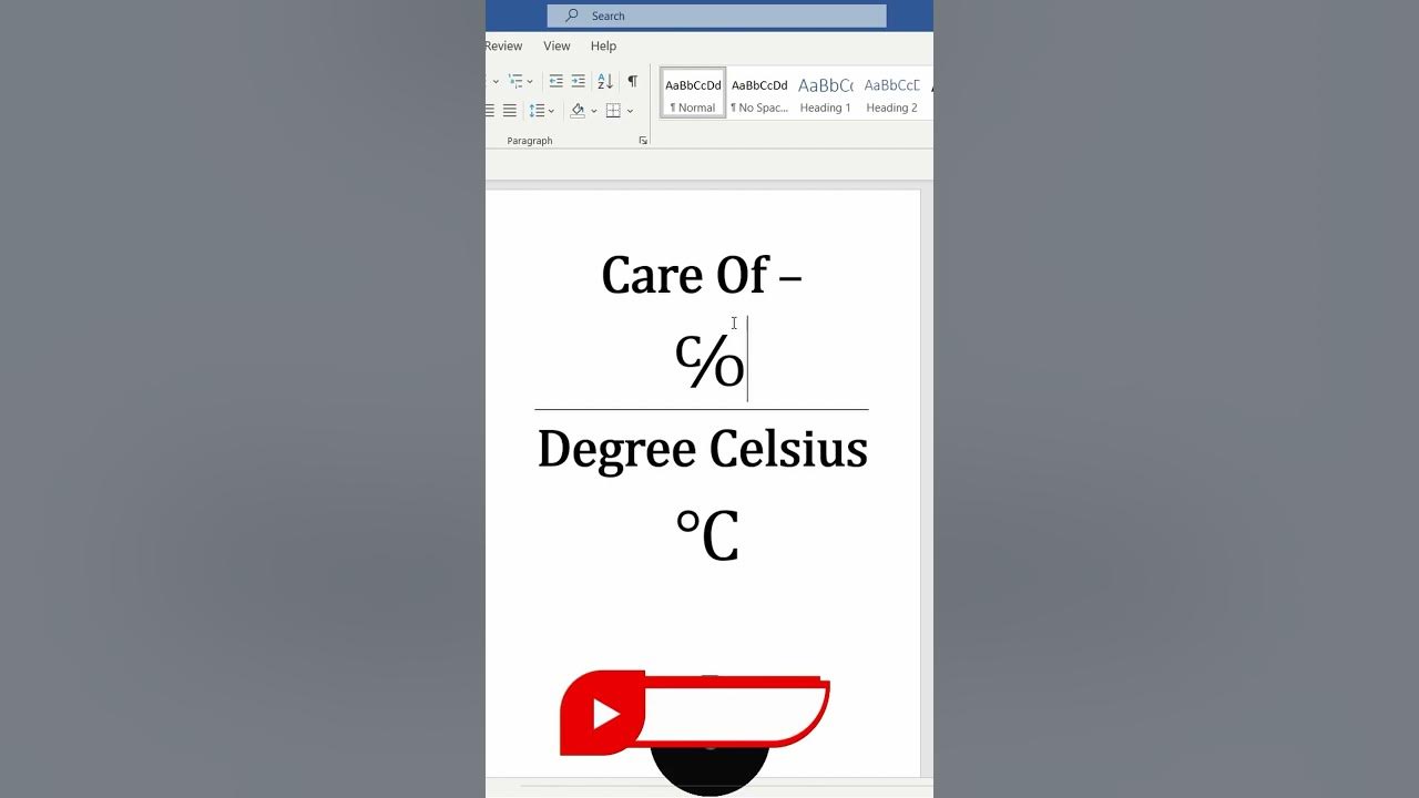 Degree Celsius And Care of Symbols In Ms Word | #shorts #msword # ...
