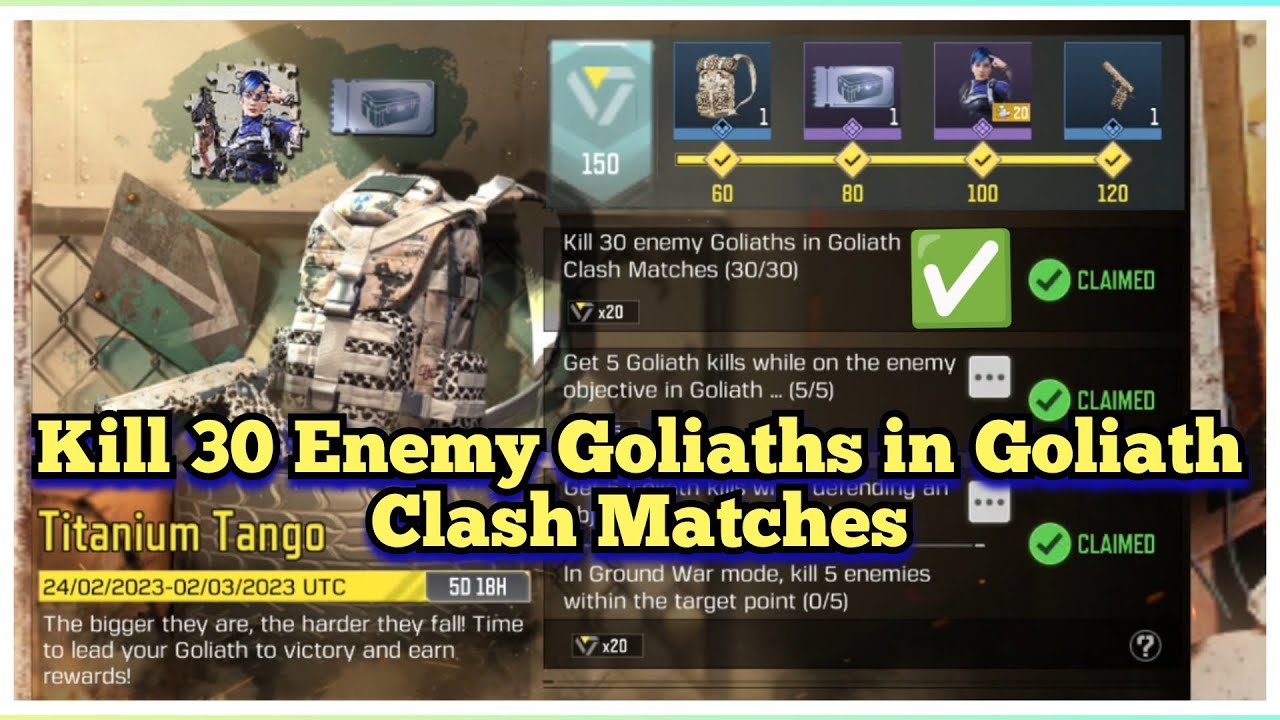 Call Of Duty Mobile Kill 30 Enemy Goliaths in Goliath Clash Matches ...