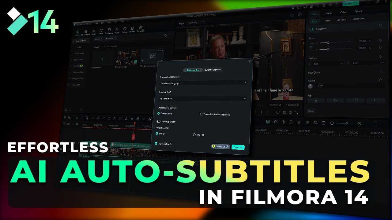 How to Use Filmora 14’s AI for Auto Subtitle Generation - YouTube