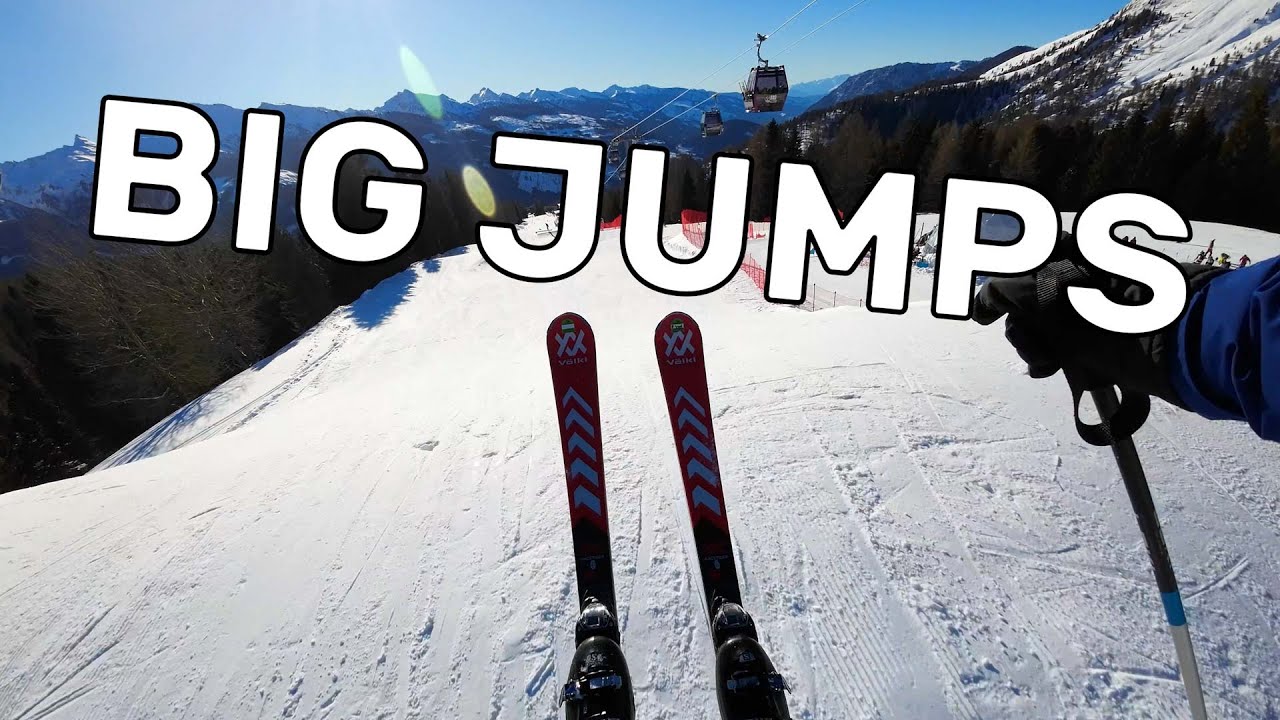First time hitting BIG jumps | pure skiing sound - YouTube