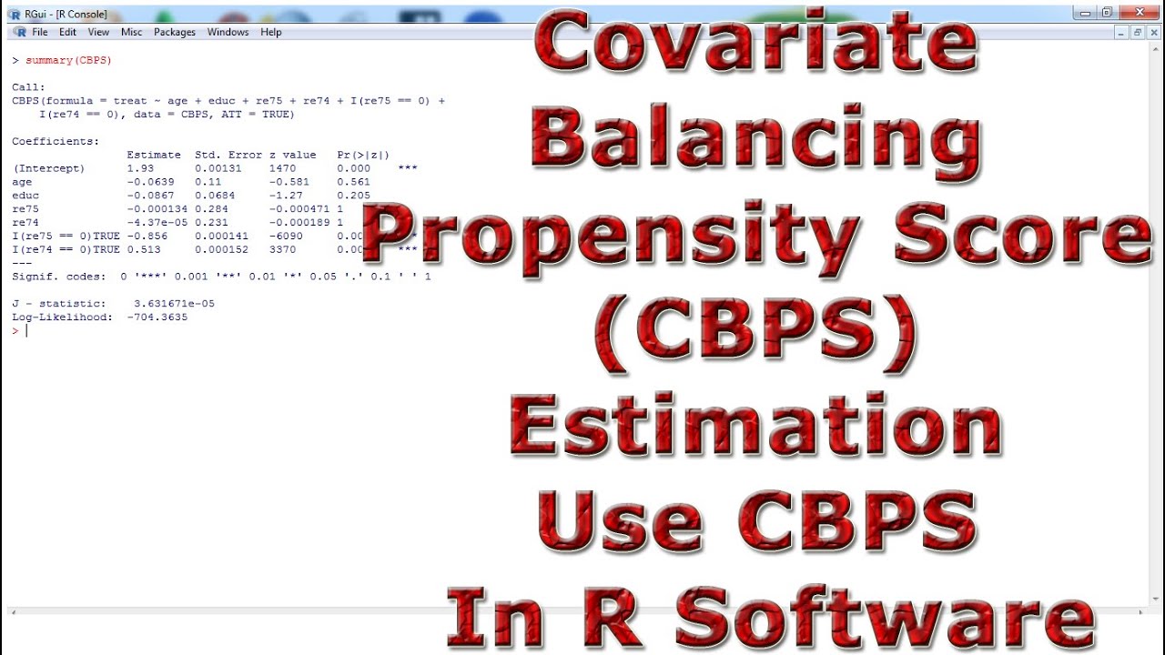 Covariate Balancing Propensity Score (CBPS) Estimation Use CBPS With (In) R Software - YouTube