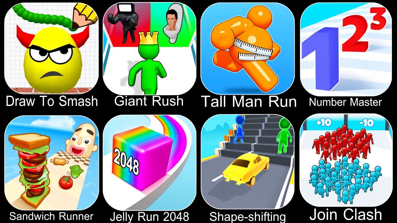 Draw To Smash,Giant Rush,Tall Man Run,Number Master,Sandwich Runner ...