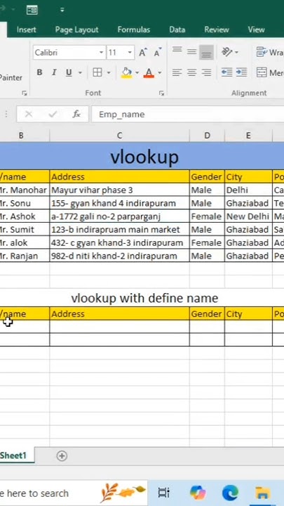 How to use vlookup with define name | ms excel tips and tricks for job work - YouTube