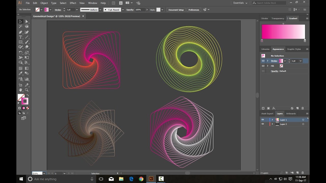 Designing Geometrical Design Artwork In Adobe Illustrator CC - YouTube