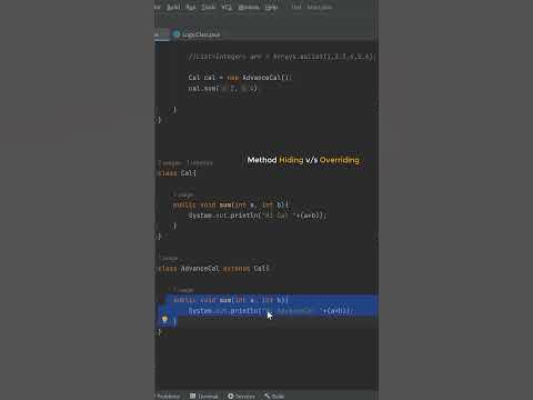 Polymorphism - Methods Overriding v/s Hiding #oop #java #interviewquestions - YouTube