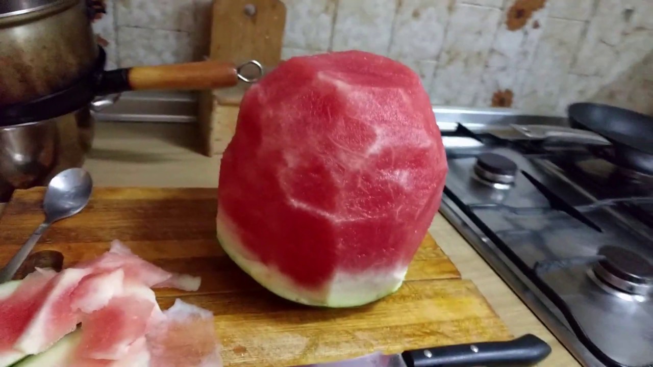 Peeling a watermelon - YouTube