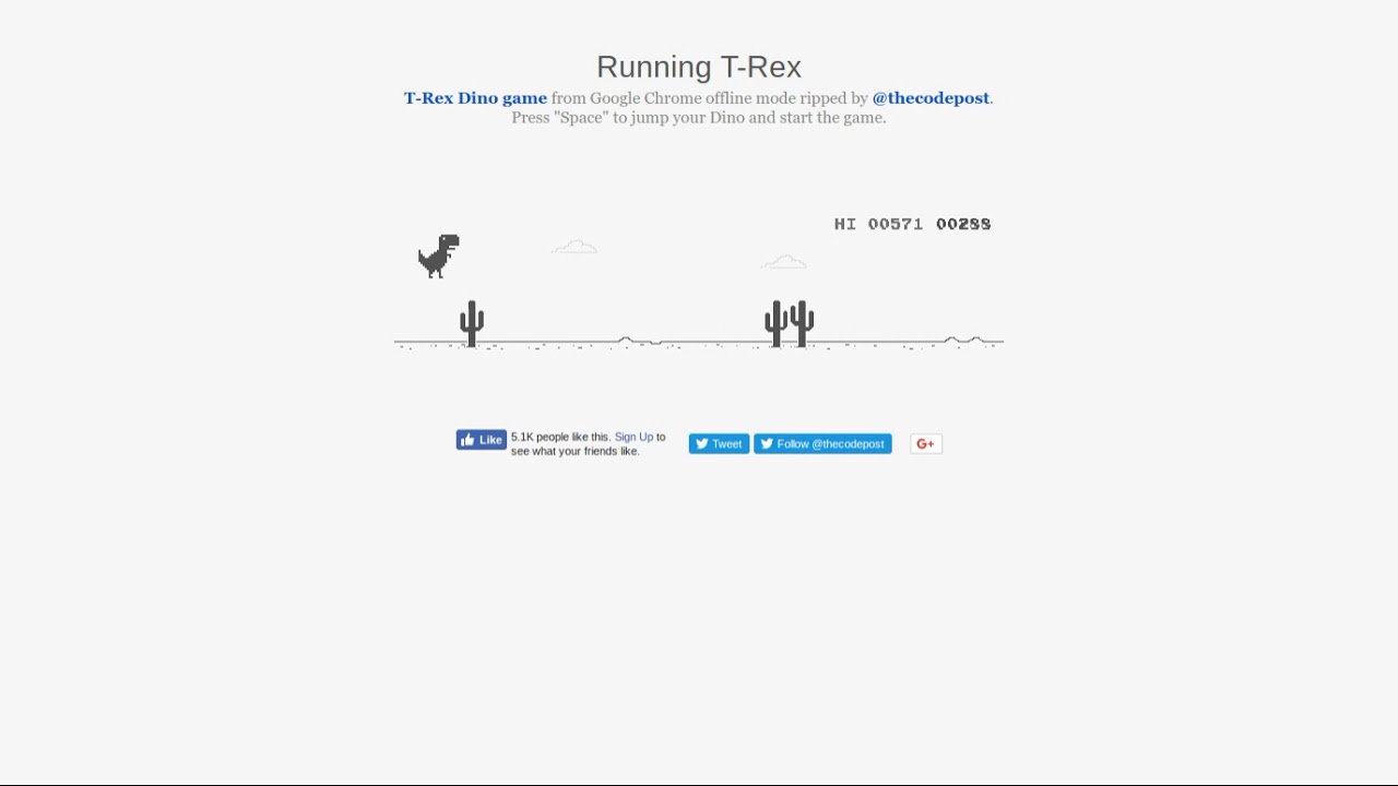 Google Error T-Rex Game! - YouTube