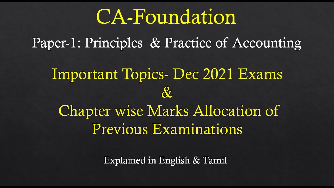 CA Foundation | Paper 1 | Accounts | Important Topics | Dec 2021 Exam ...