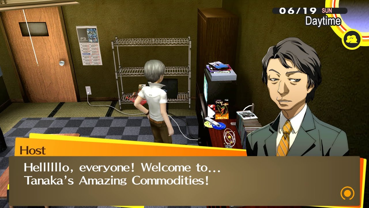Persona 4 Golden - Buying Huge Fish Combo from Tanaka TV - YouTube