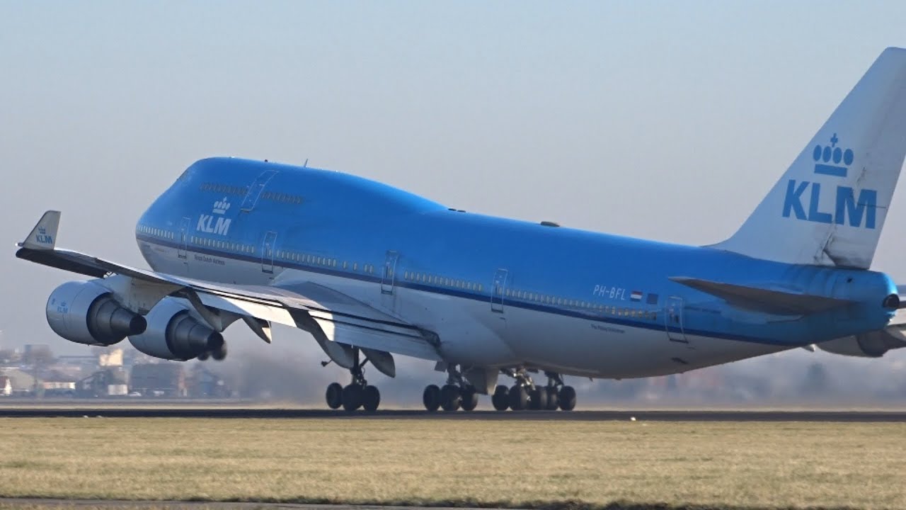 Take Offs Schiphol Airport at Runway 36L in Sunny Weather - YouTube