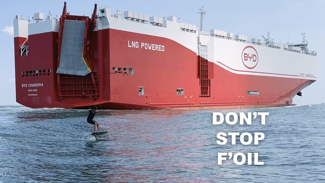 FOIL SURFING A MASSIVE BYD SHIP WAVE! - YouTube
