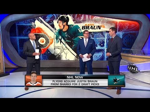 NHL Now:  Justin Braun:  Flyers acquire Justin Braun from thr Sharks  Jun 18,  2019