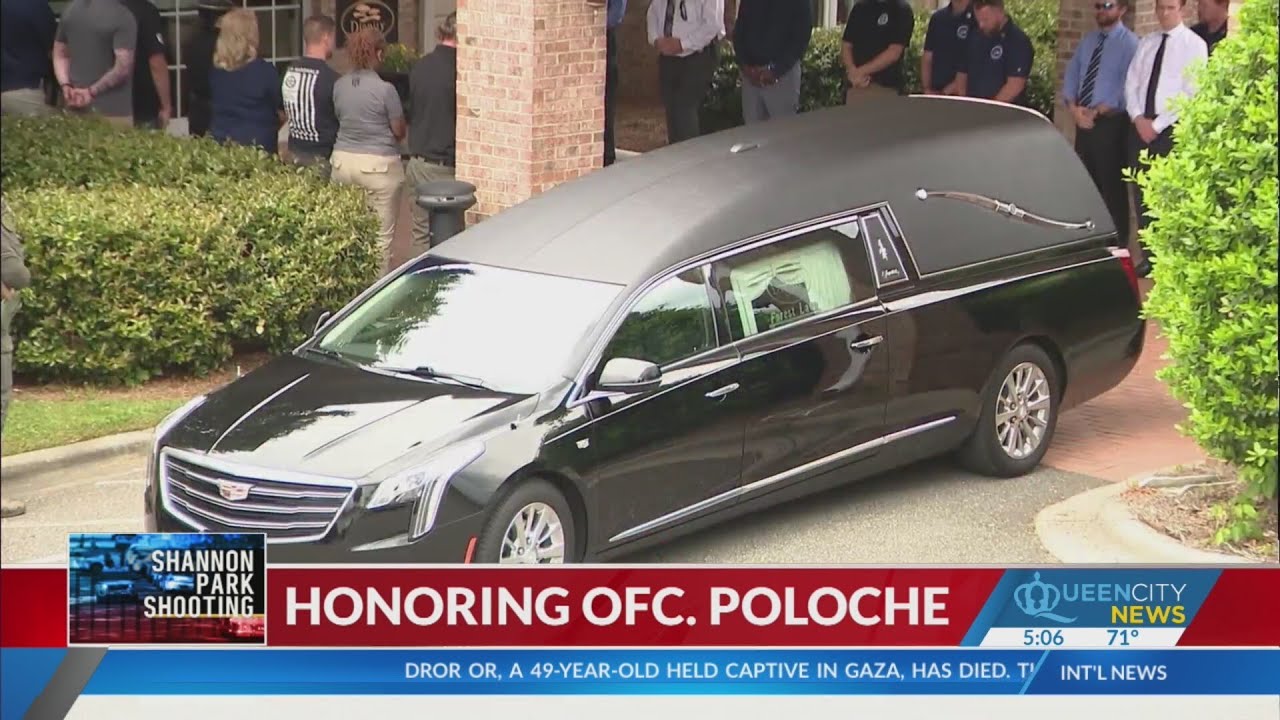 Fallen Officer Sam Poloche transported to Charlotte funeral home - YouTube